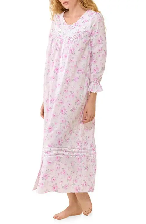 Eileen West Floral Long Sleeve Cotton Robe