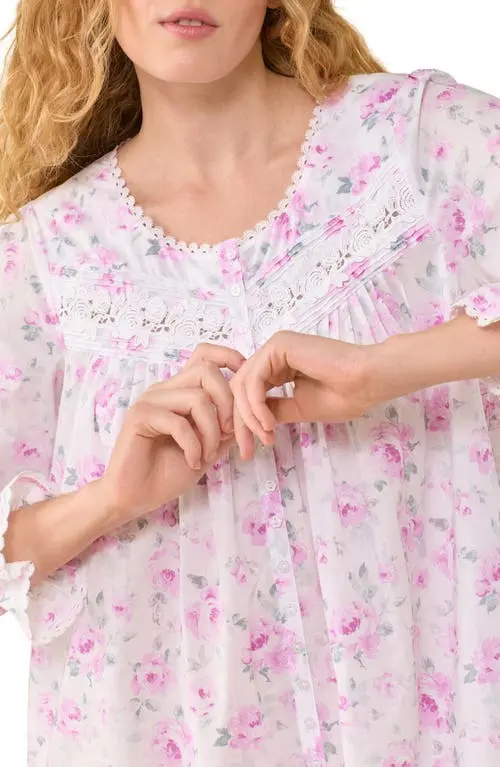 Eileen West Floral Long Sleeve Cotton Robe