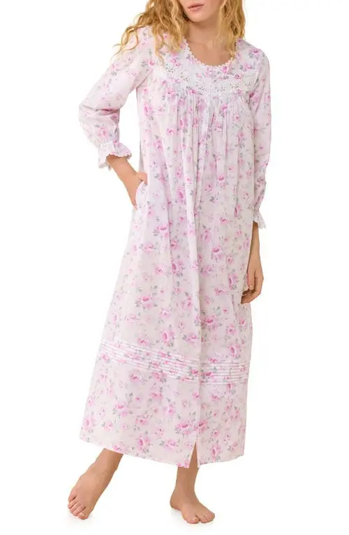 Eileen West Floral Long Sleeve Cotton Robe