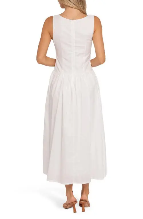 PETAL & PUP Evie Cotton & Linen Buttoned Maxi Dress - White