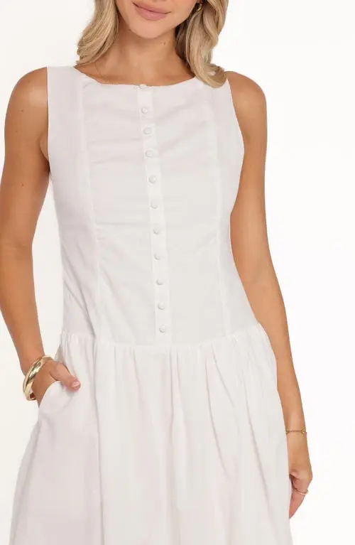 PETAL & PUP Evie Cotton & Linen Buttoned Maxi Dress - White