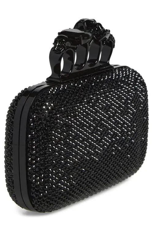 Alexander McQueen Crystal Embellished Leather Knuckle Clutch