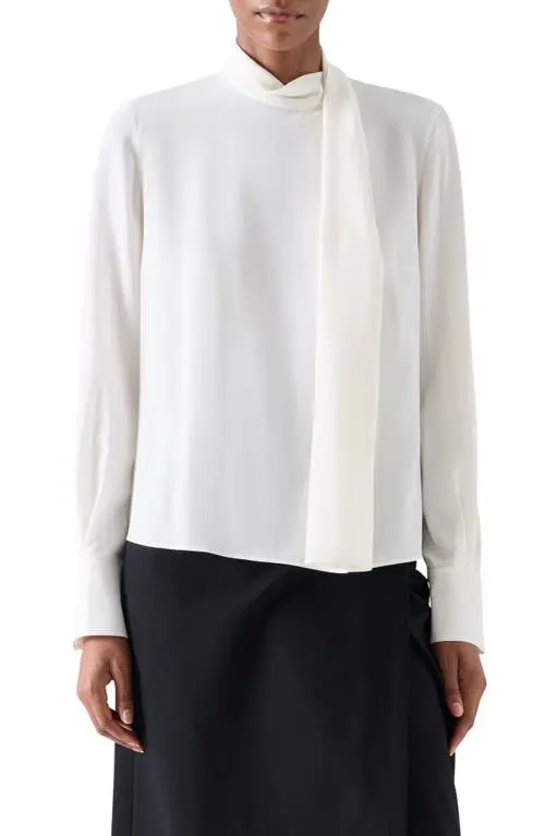 Akris Draped Mock Neck Silk Top