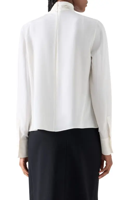 Akris Draped Mock Neck Silk Top