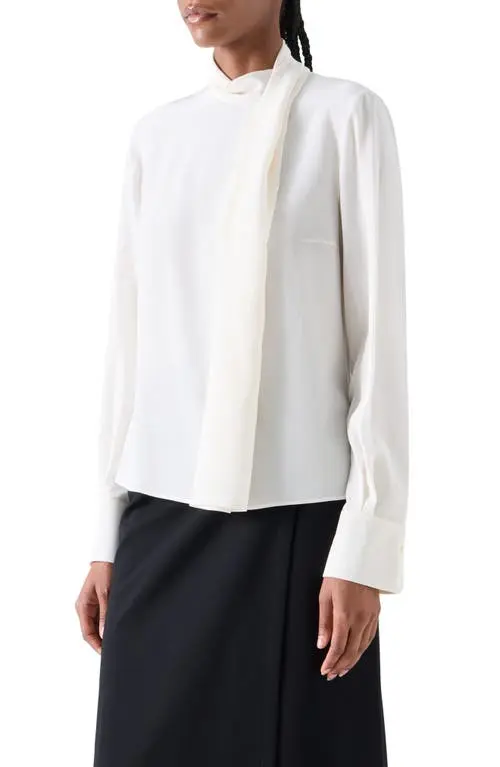 Akris Draped Mock Neck Silk Top
