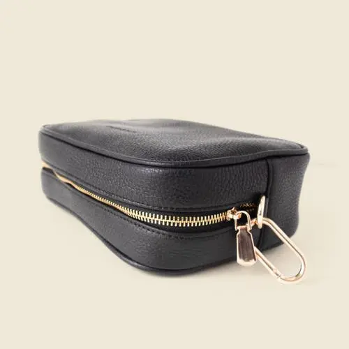 CASUPO Large Leather Cosmetic Bag - Black
