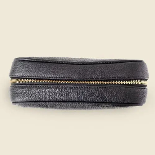 CASUPO Large Leather Cosmetic Bag - Black