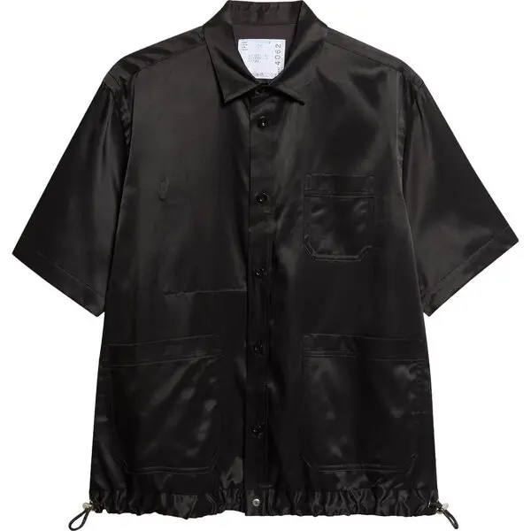 Sacai Twill Short Sleeve Shirt - Black