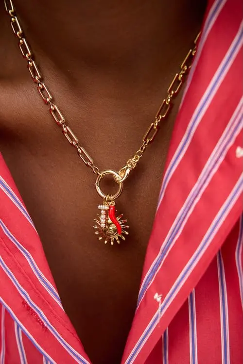 BEADS BY TARA Hand Charm Connector With Open Ring In 14k Plate