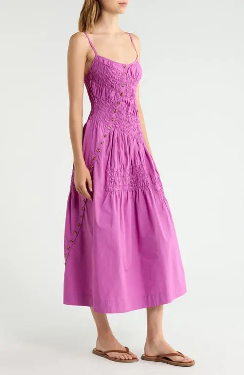 DAMSON MADDER Lyra Sleeveless Shirred Midi Sundress