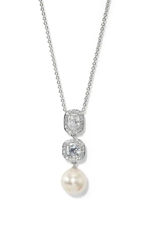 Nadri Under The Sea Cubic Zirconia & Faux Pearl Pendant Y-necklace - Rhodium