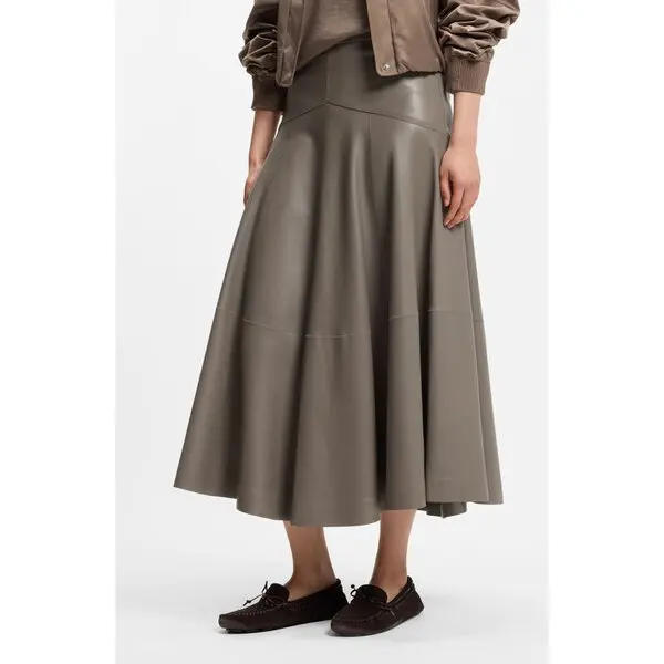 BOSS Sesola Leather Midi Skirt