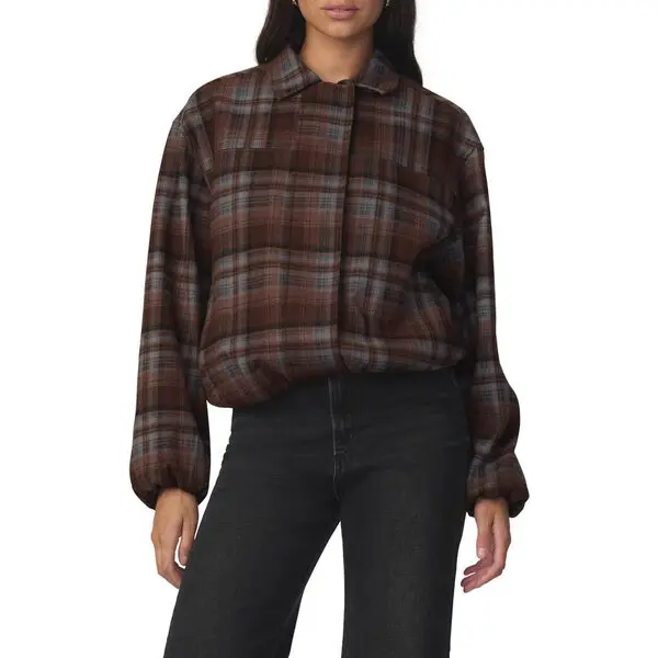 Joe's Jeans The Bella Bomber Jacket - Brown/blue Plaid