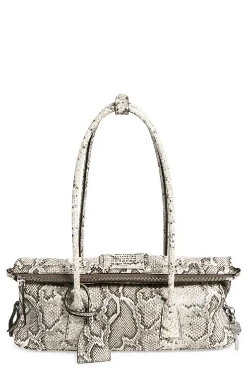 MAISON MARGIELA 5ac Snakeskin Embossed Leather East/west Shoulder Bag - Roccia