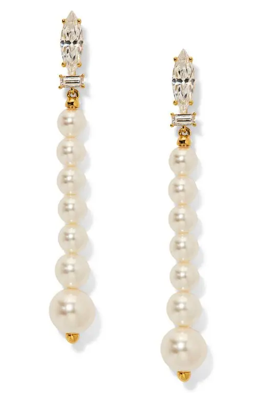 Nadri Under The Sea Cubic Zirconia & Faux Pearl Drop Earrings - Gold