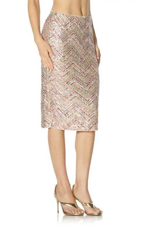AFRM Audino Sequin Chevron Midi Skirt