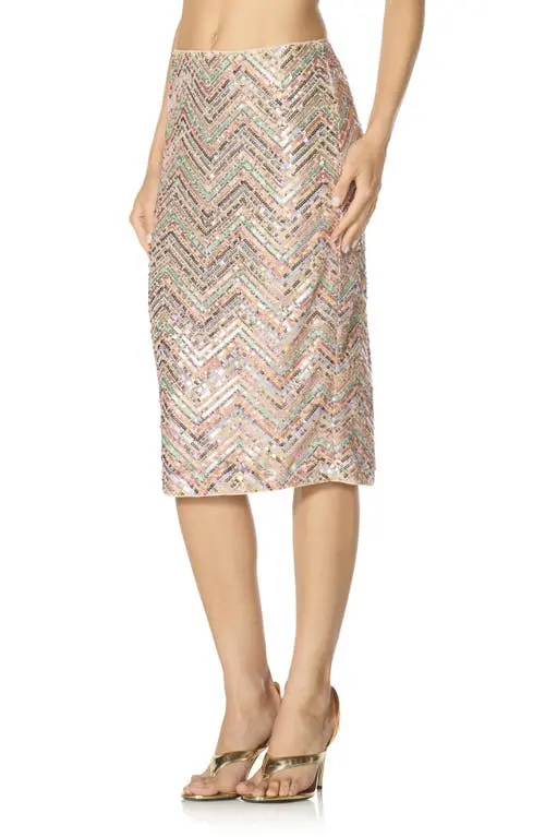 AFRM Audino Sequin Chevron Midi Skirt