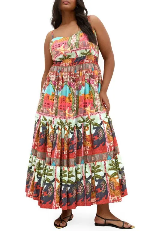 City Chic Karina Print Sleeveless Maxi Dress