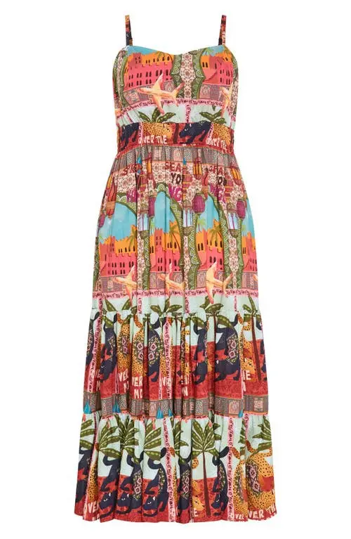 City Chic Karina Print Sleeveless Maxi Dress