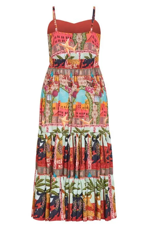 City Chic Karina Print Sleeveless Maxi Dress