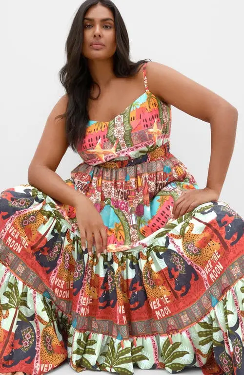 City Chic Karina Print Sleeveless Maxi Dress