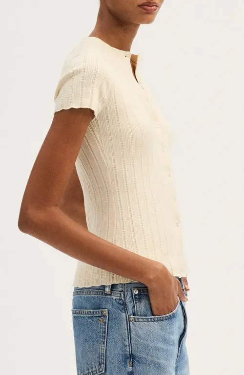 Madewell Cotton Blend Pointelle Short Sleeve Cardigan