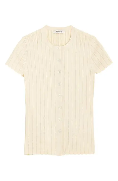 Madewell Cotton Blend Pointelle Short Sleeve Cardigan