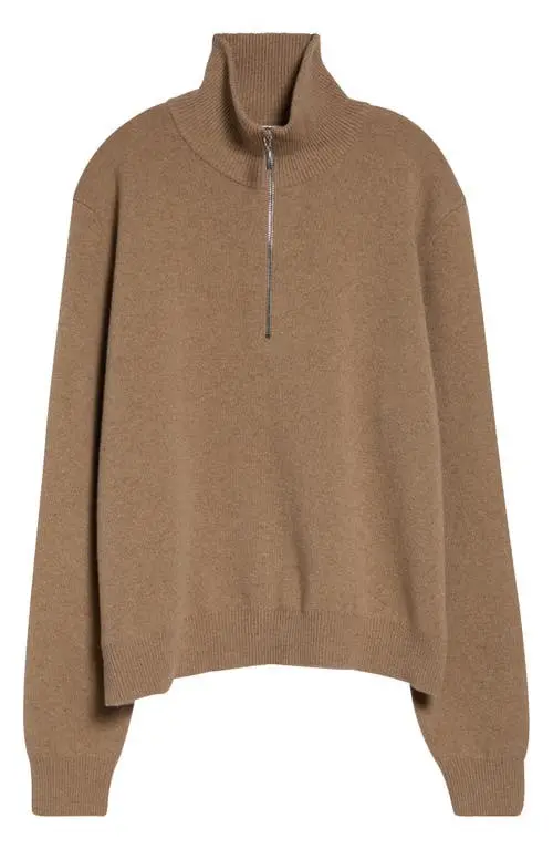 RÓHE Mouliné Half Zip Pullover Sweater - Camel
