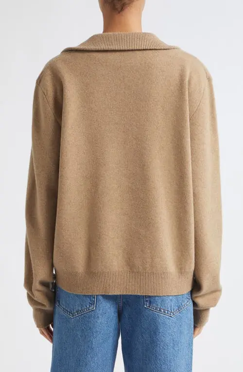 RÓHE Mouliné Half-zip Pullover Sweater In Wool, Polyamide, Silk, And Cashmere Blend - Camel