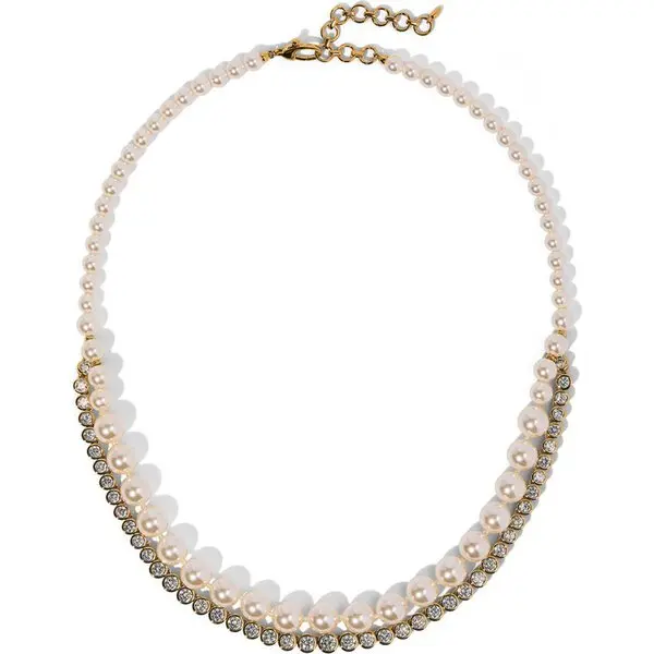 Nadri Double Layer Imitation Pearl & Cubic Zirconia Necklace - Gold