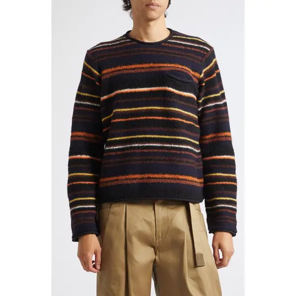Sacai Stripe Mixed Knit Pullover