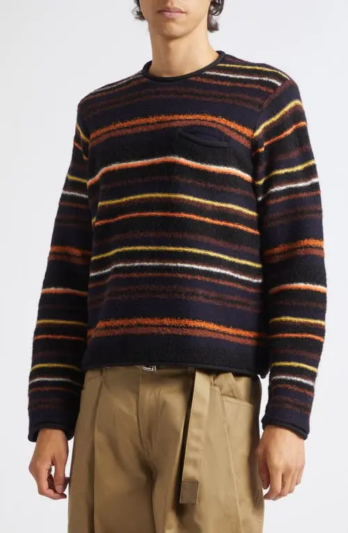 Sacai Stripe Mixed Knit Pullover