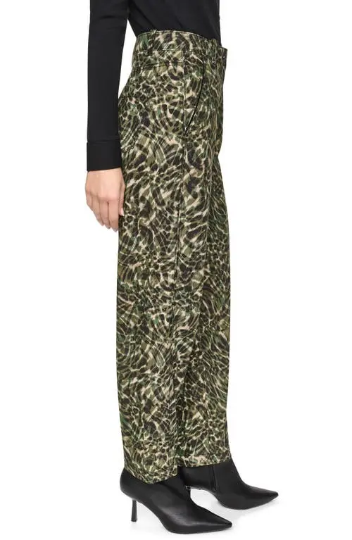 Dkny Print Barrel Leg Sanded Twill Pants