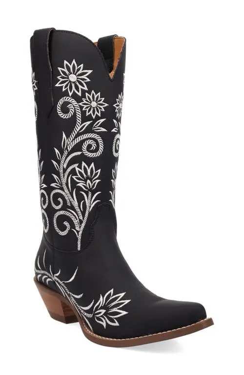 DINGO Buttercup Embroidered Western Boot - Black