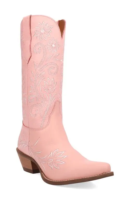 DINGO Buttercup Embroidered Western Boot - Pink