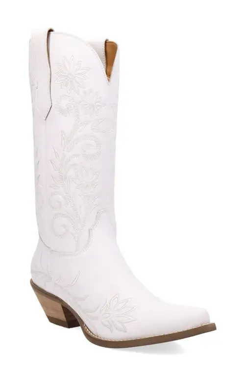 DINGO Buttercup Embroidered Western Boot - White