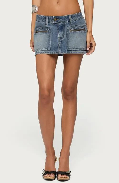 EDIKTED Verena Denim Microskirt - Medium-blue-washed