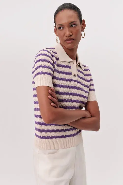 EXQUISE Priscila Polo Knit Blouse
