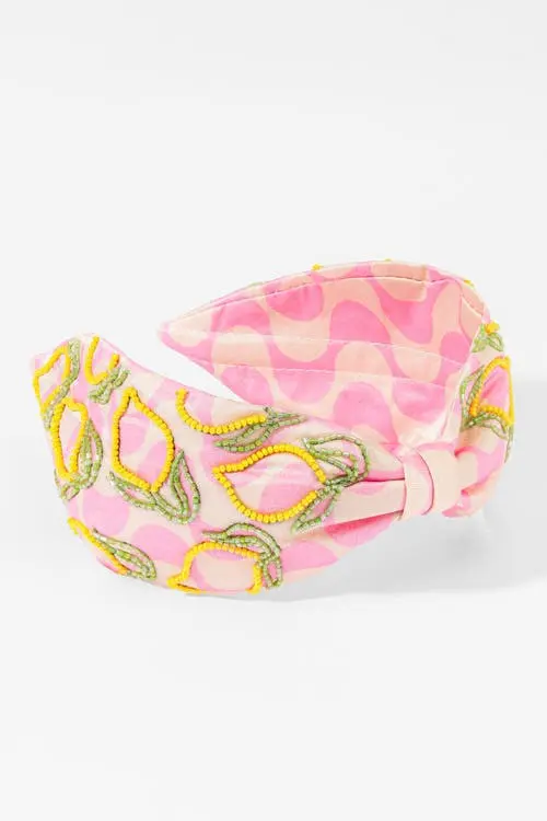 HAIR DRAMA CO Lemon Pop Printed Knotted Headband