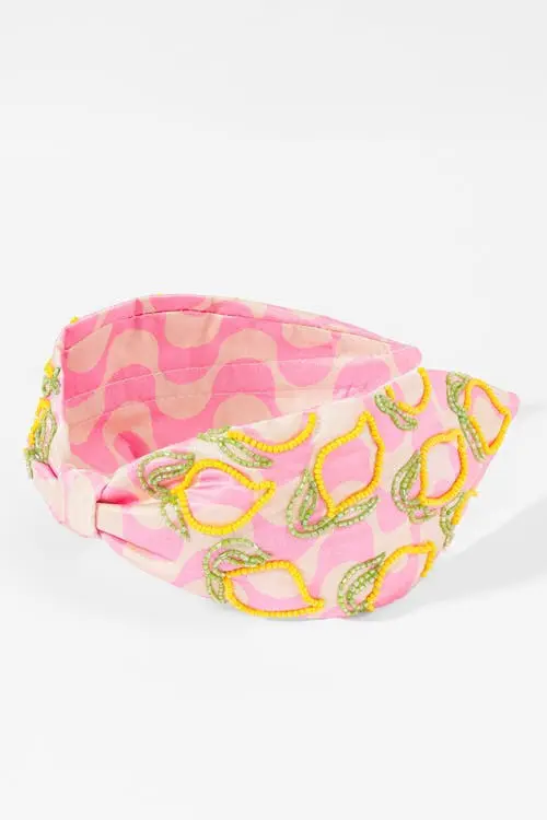 HAIR DRAMA CO Lemon Pop Printed Knotted Headband