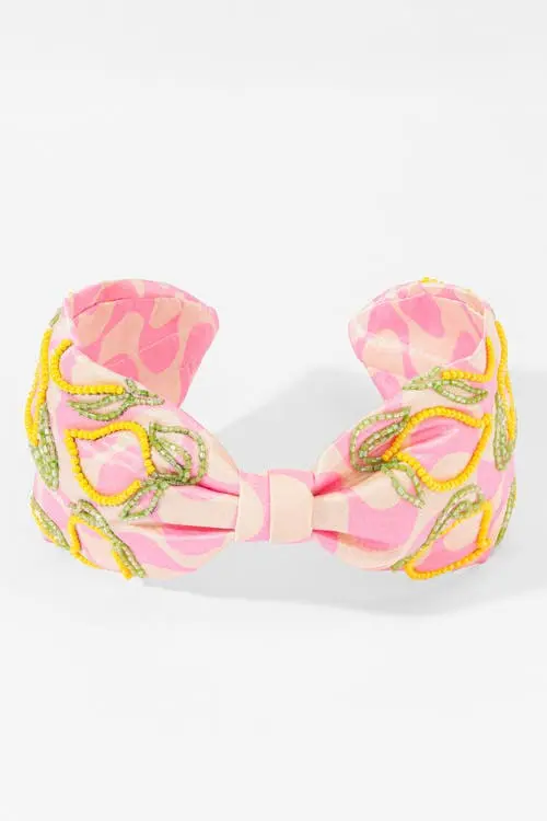 HAIR DRAMA CO Lemon Pop Printed Knotted Headband