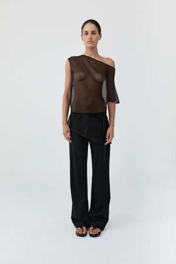 ST. AGNI Silk Mesh Mini Dress