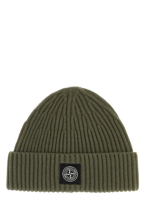Stone Island Army Wool Beanie Hat - Green