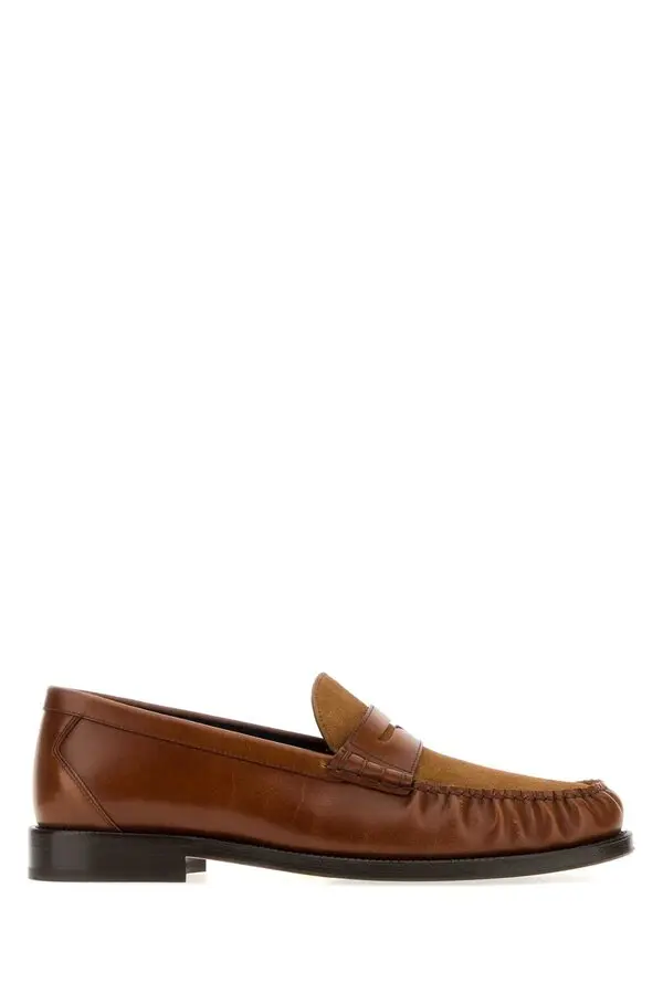 Brunello Cucinelli Caramel Leather And Suede Loafers