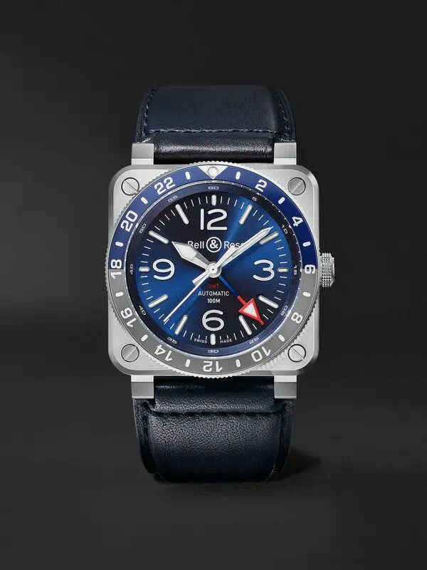 BELL & ROSS Br 03-93 Gmt Automatic Stainless Steel Watch, Ref. Br0393-blu-st/sca - Blue