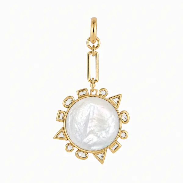 Mignonne Gavigan Semi-precious Mother-of-pearl Charm With Gold Engraved Compass Detail - One-color
