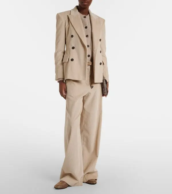 Brunello Cucinelli Double-breasted Cotton Corduroy Blazer