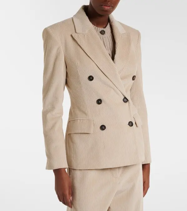 Brunello Cucinelli Double-breasted Cotton Corduroy Blazer
