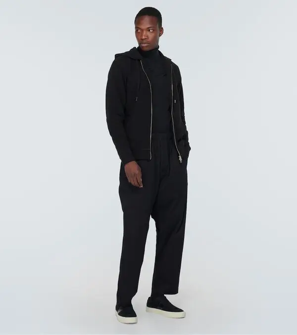 Sunspel Loopback Cotton Zip-up Hoodie - Black
