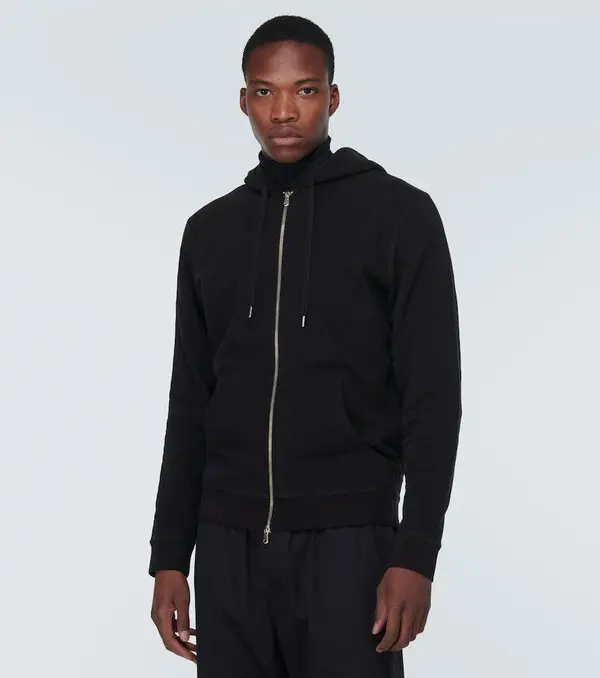 Sunspel Loopback Cotton Zip-up Hoodie - Black